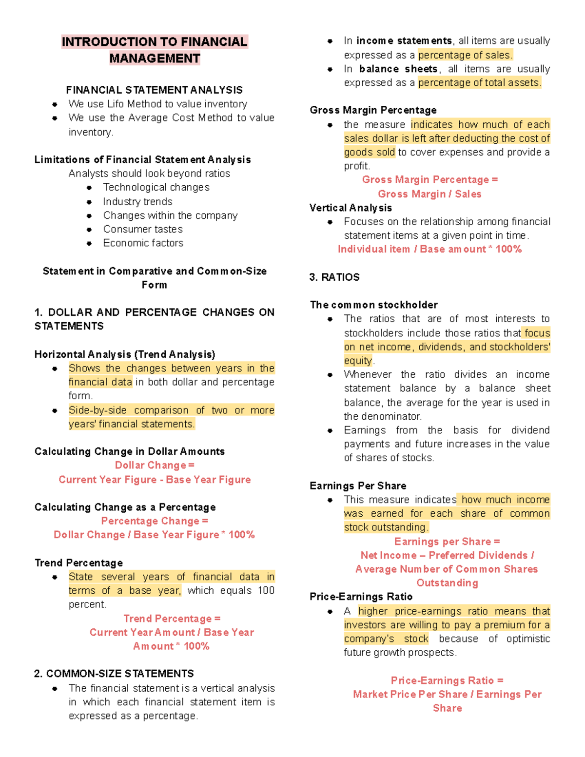 Reviewer IN Financial Management - INTRODUCTION TO FINANCIAL MANAGEMENT ...