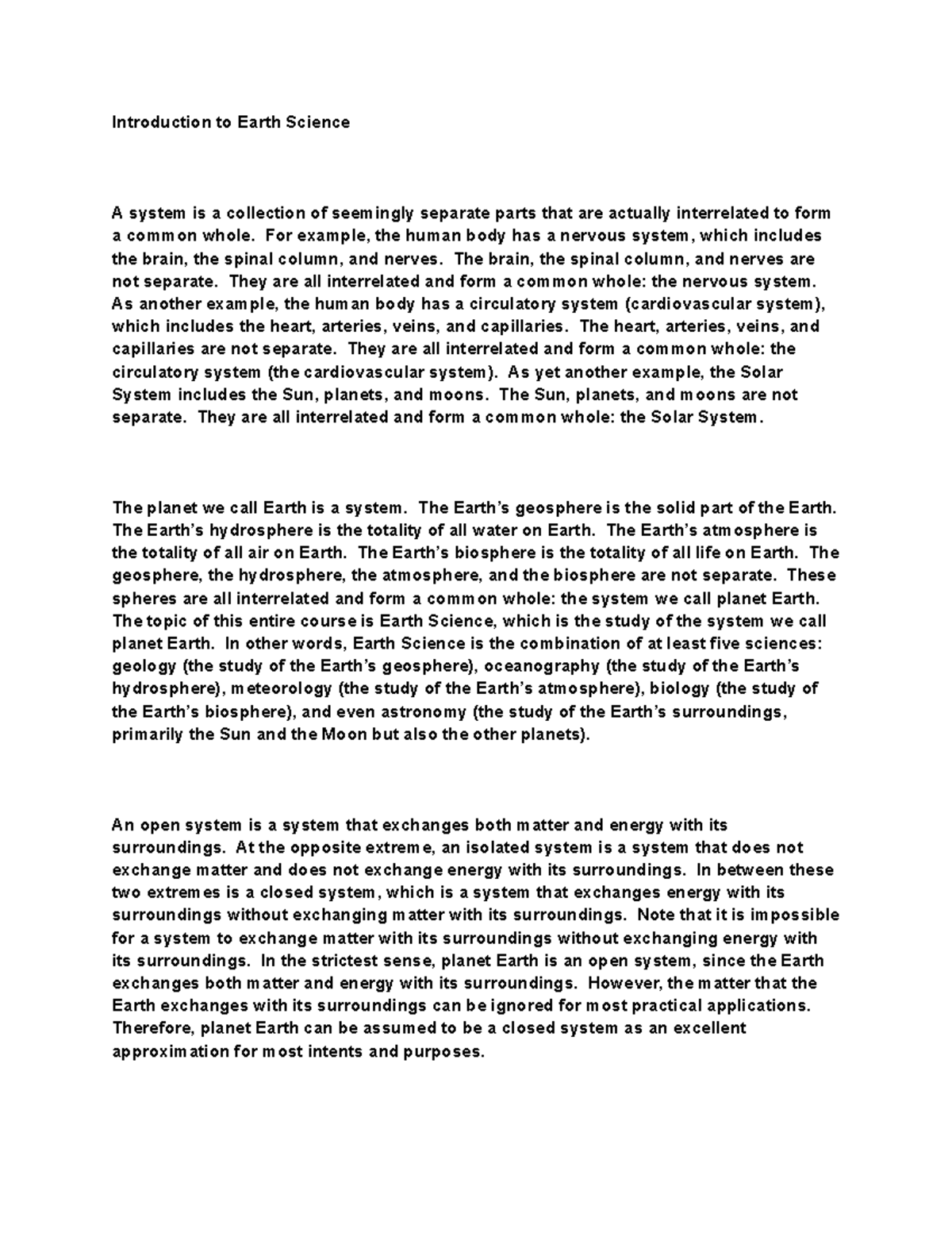 Introduction to Earth Science - Notes 1 - Libby - Introduction to Earth ...