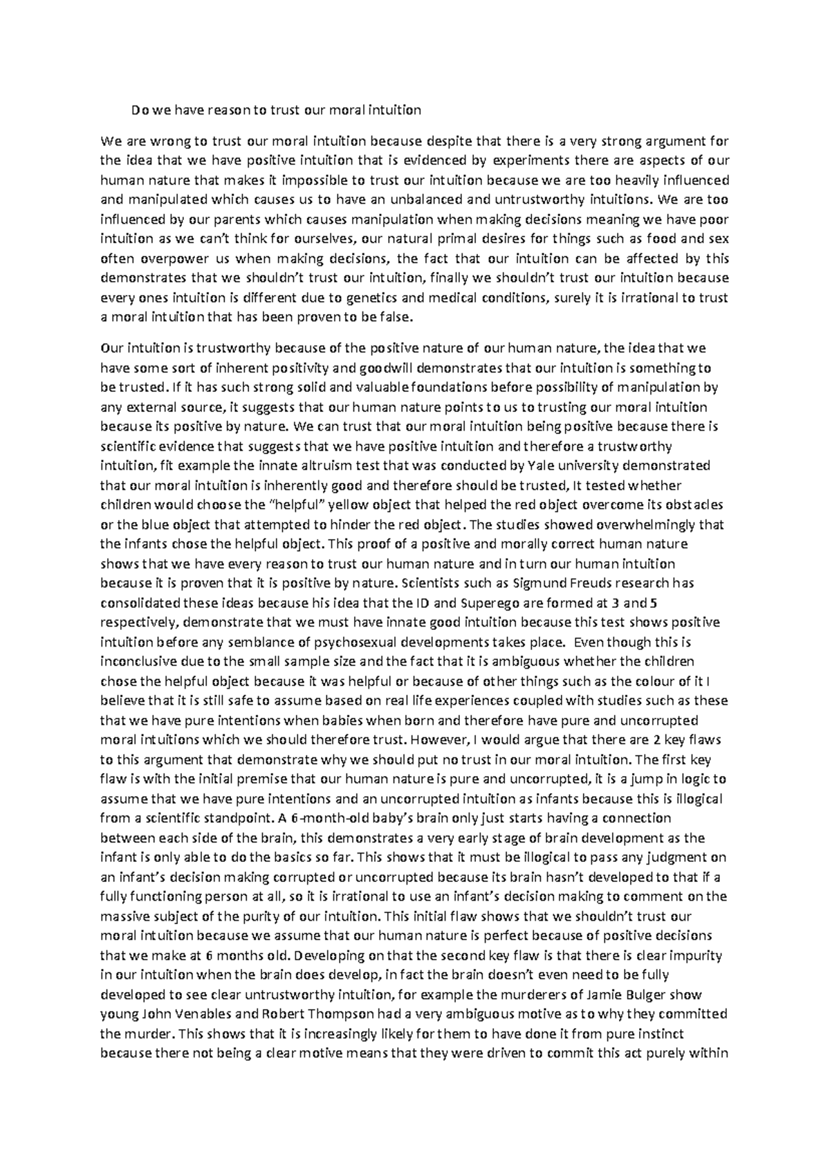 Do we have reason to trust our moral intuition (Auto Recovered) - Do we ...