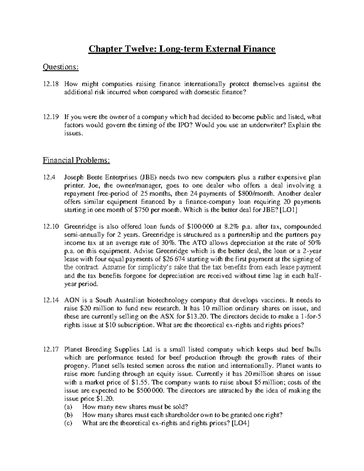 Chapter 12 Tutorial Questions - INTRODUCTION TO FINANCIAL ACCOUTNING ...