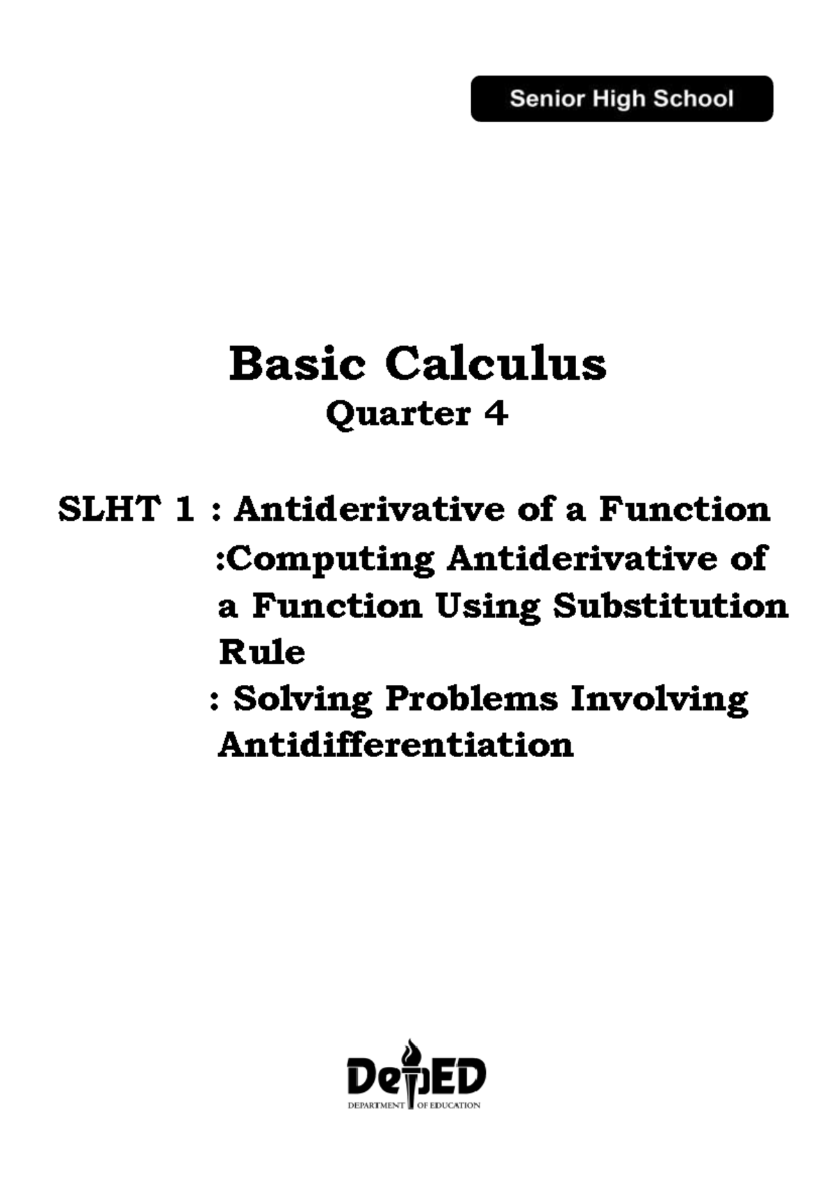 Basic Calculus 4th Quarter SLHT - Basic Calculus Quarter 4 SLHT 1 ...