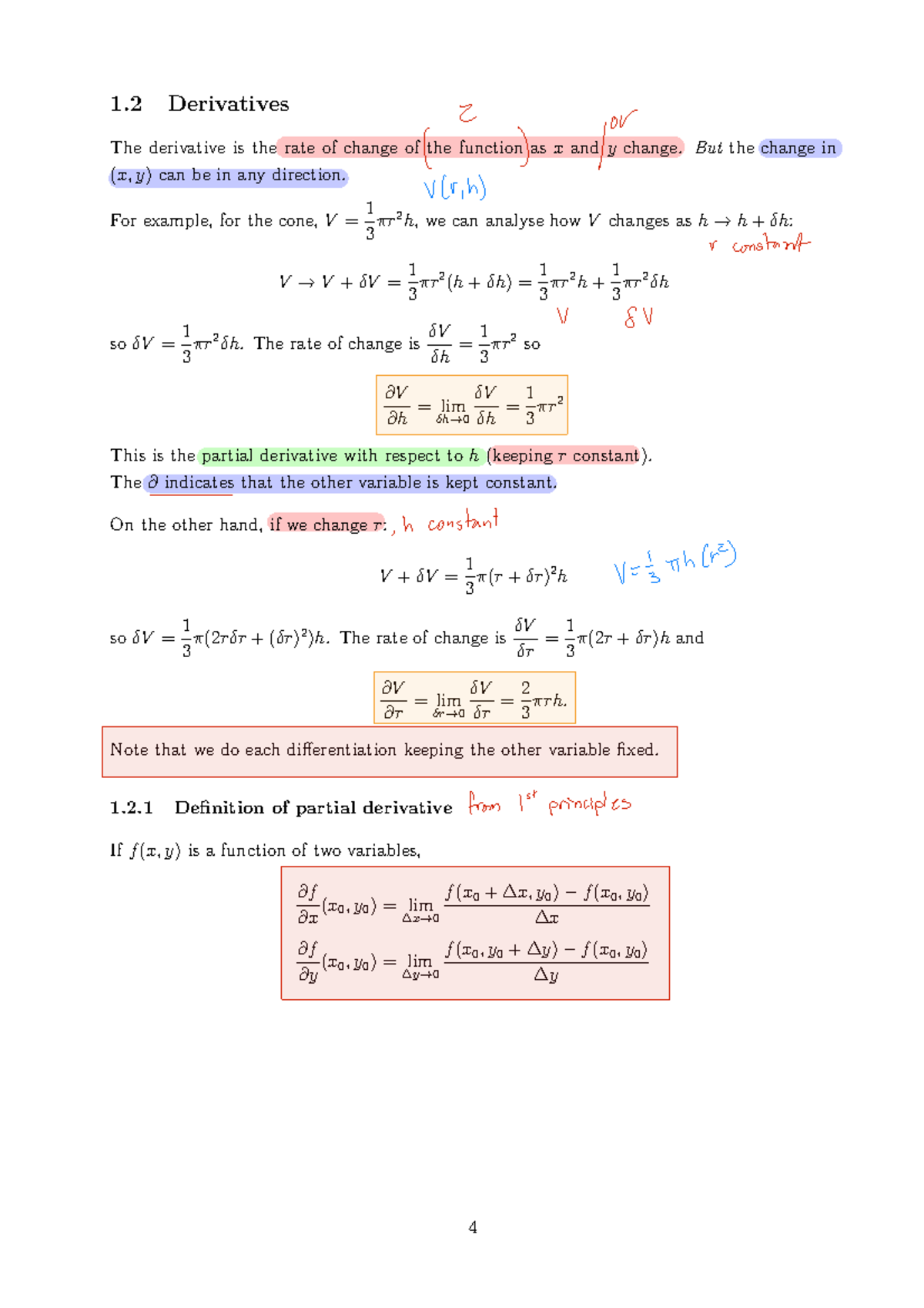 MA2000 2023 Lecture Notes 2 - 1 Derivatives The derivative is the rate ...