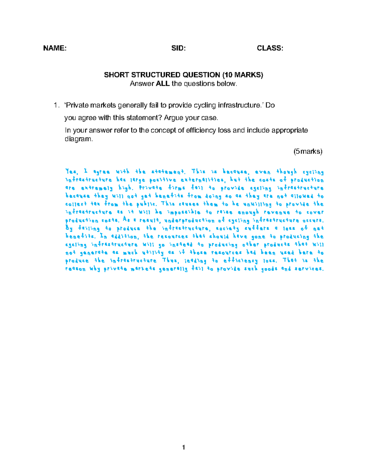 USEC21 Tutorial Chapter 4 - NAME: SID: CLASS: SHORT STRUCTURED QUESTION ...