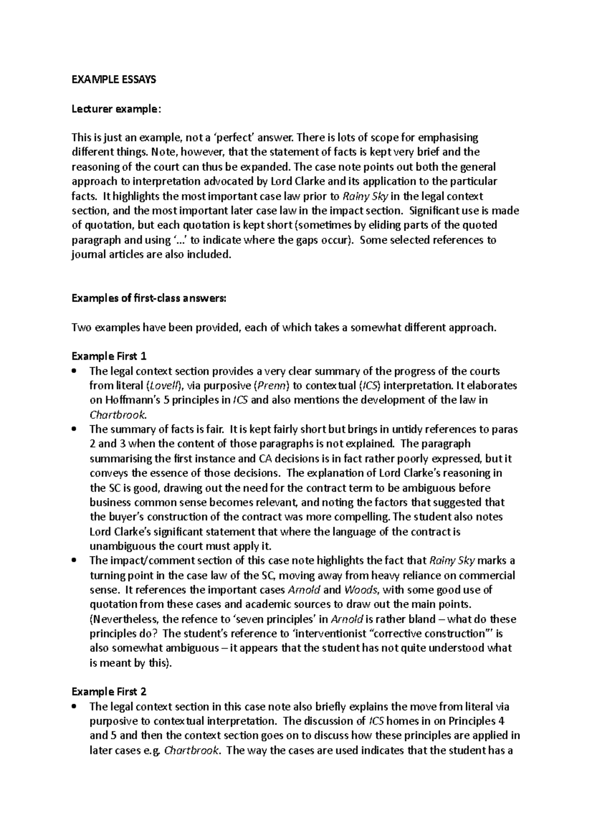 Example essays - comments(1) - EXAMPLE ESSAYS Lecturer example: This is ...