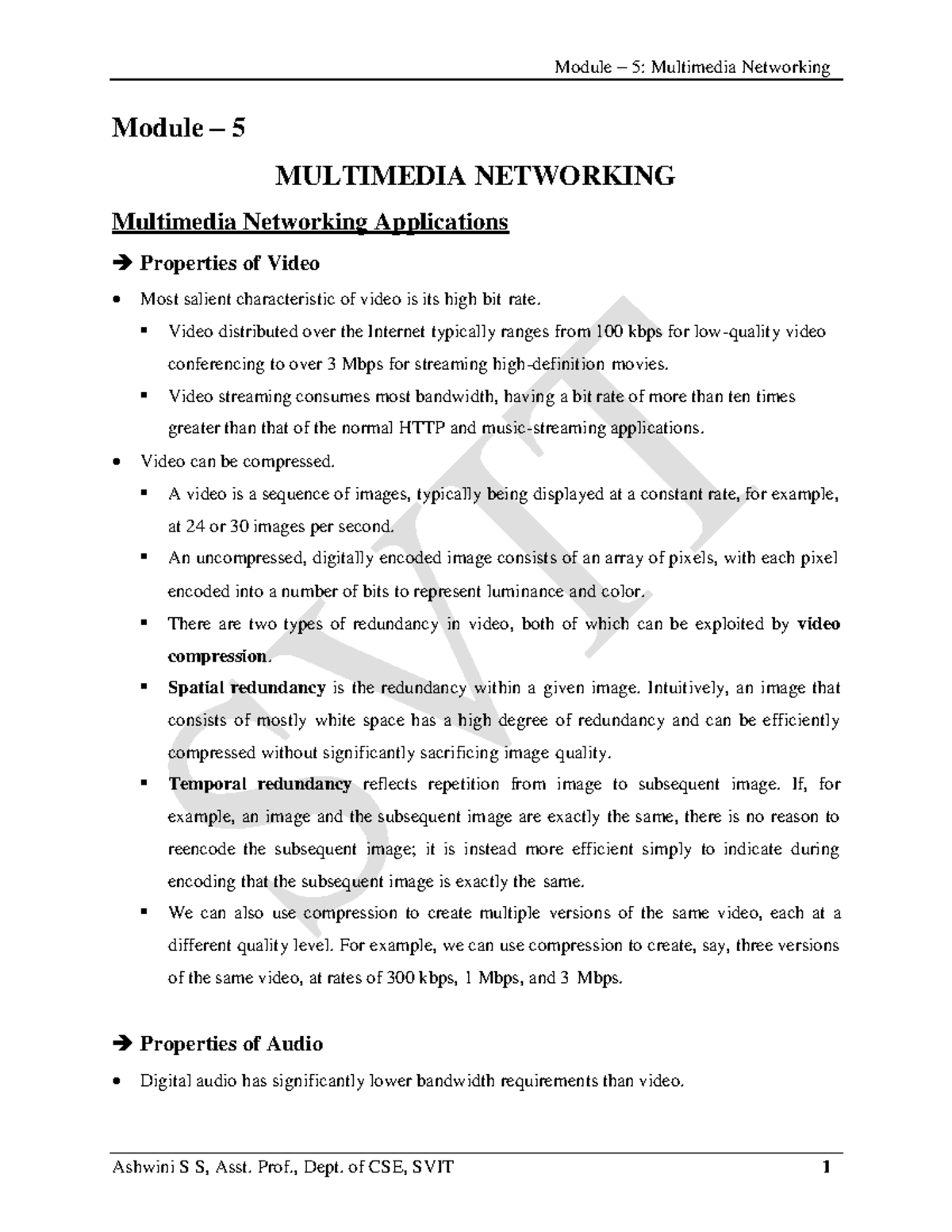 CN-Module 5 - ssss - Module – 5 MULTIMEDIA NETWORKING Multimedia Networking Applications - Studocu