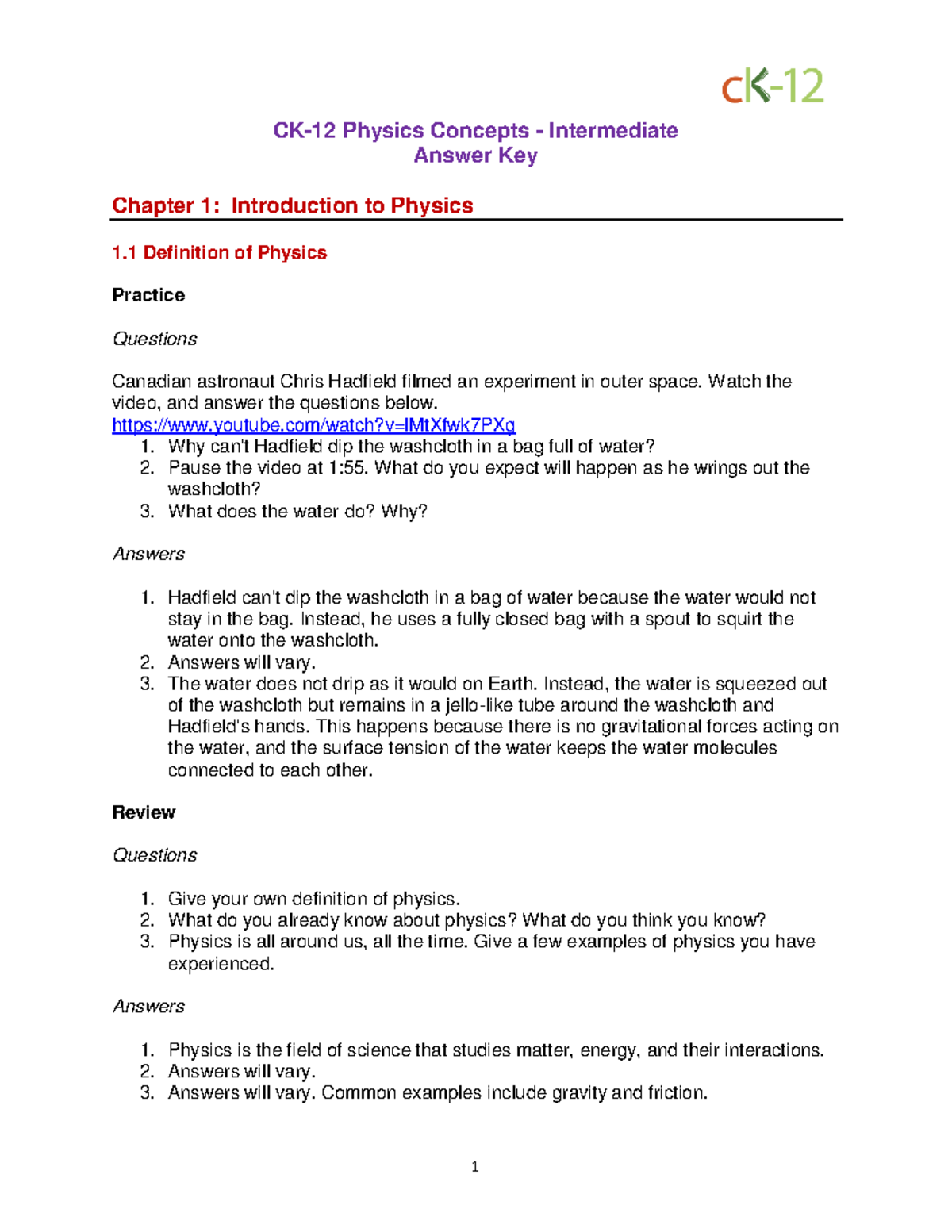 Phys Int CC Ch 1 - Introduction to Physics - Answers PDF - CK-12 ...