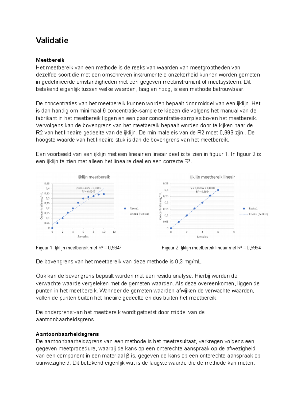 Validatie - Validatie Meetbereik Het meetbereik van een methode is de ...