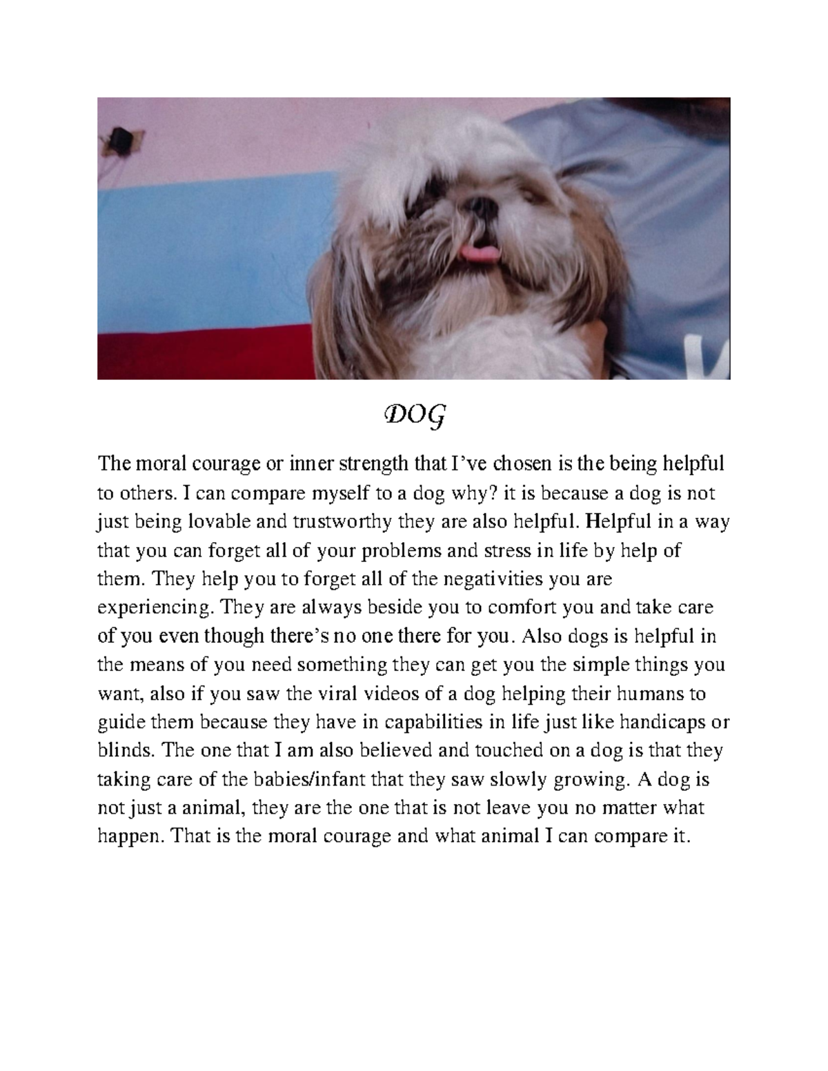 Ethics Semis Act1 - DOG The moral courage or inner strength that I’ve ...