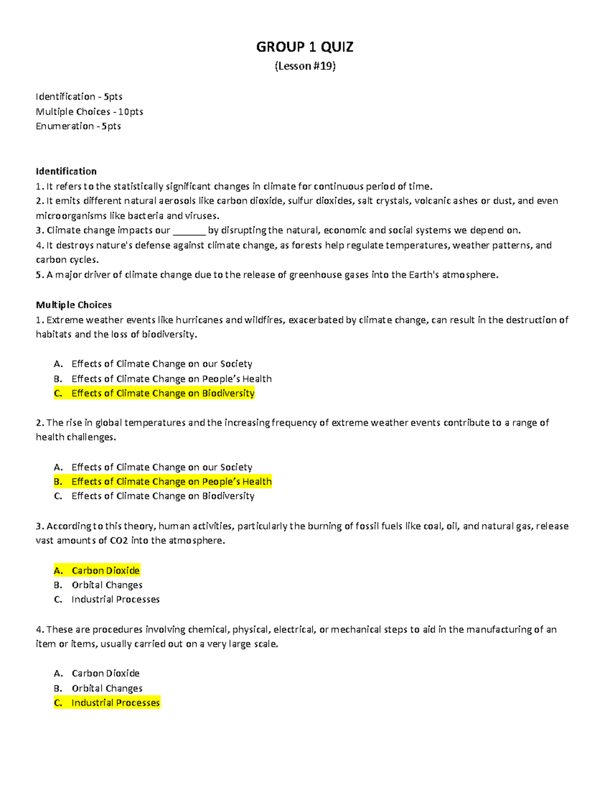 Reviewer for STS - GROUP 1 QUIZ (Lesson #19) Identification - 5 pts ...