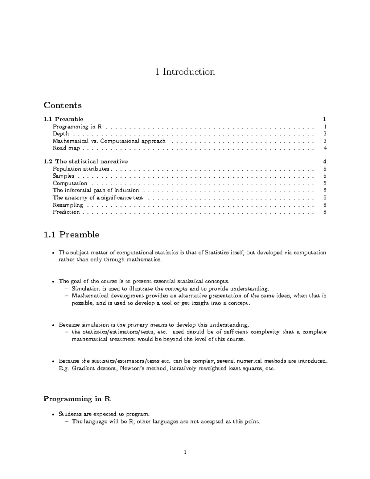 1-Introduction - lecture notes - 1 Introduction Contents 1 Preamble 1 ...