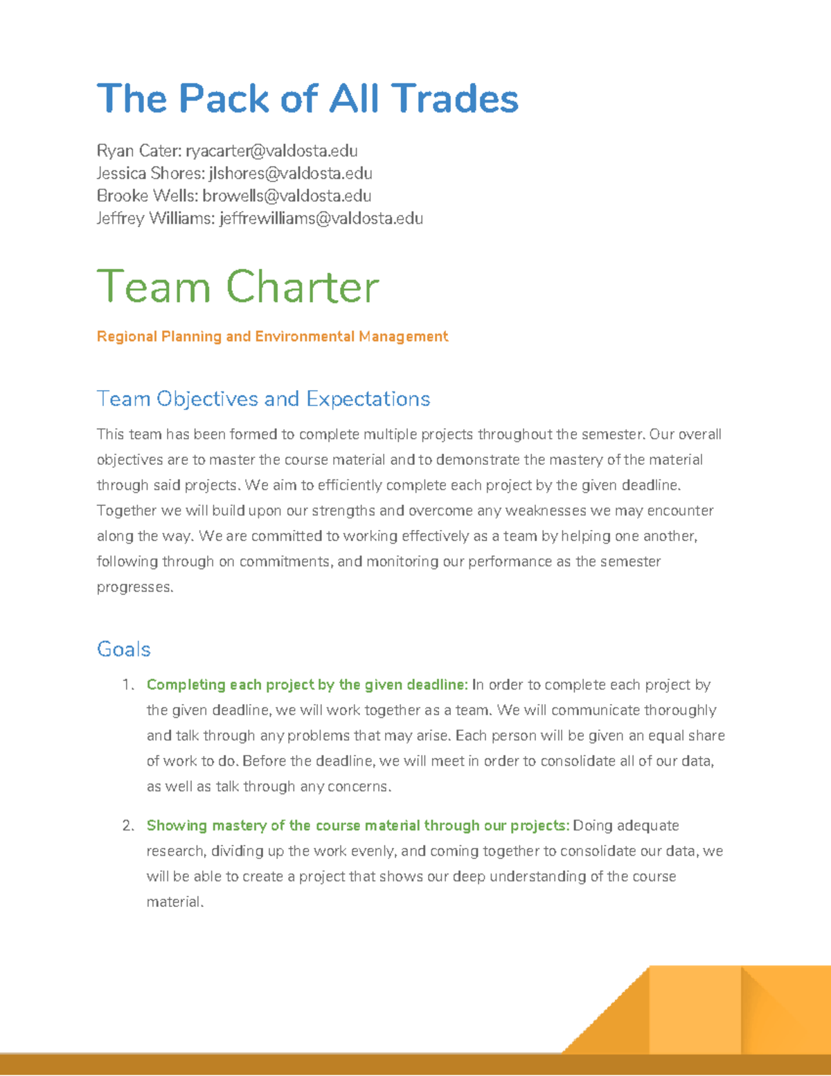 Team Charter - Team - GEOG 1100 - Studocu