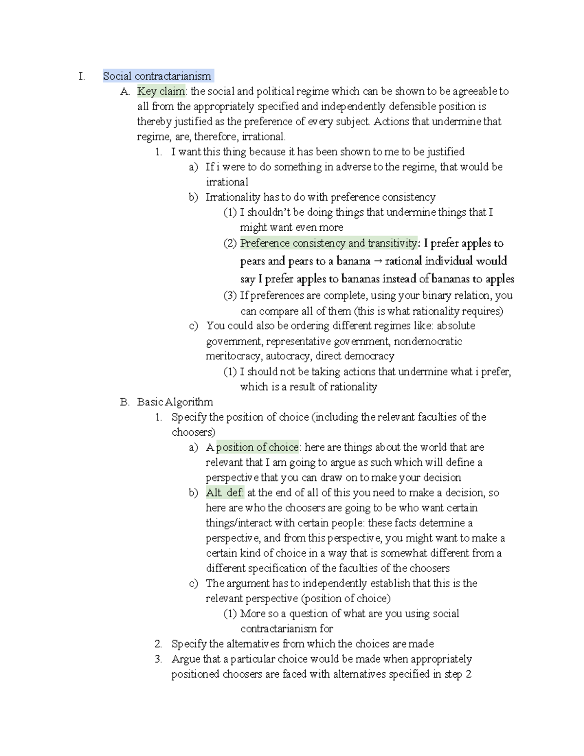 Hobbes and Social Contractarianism - I. Social contractarianism A. Key ...