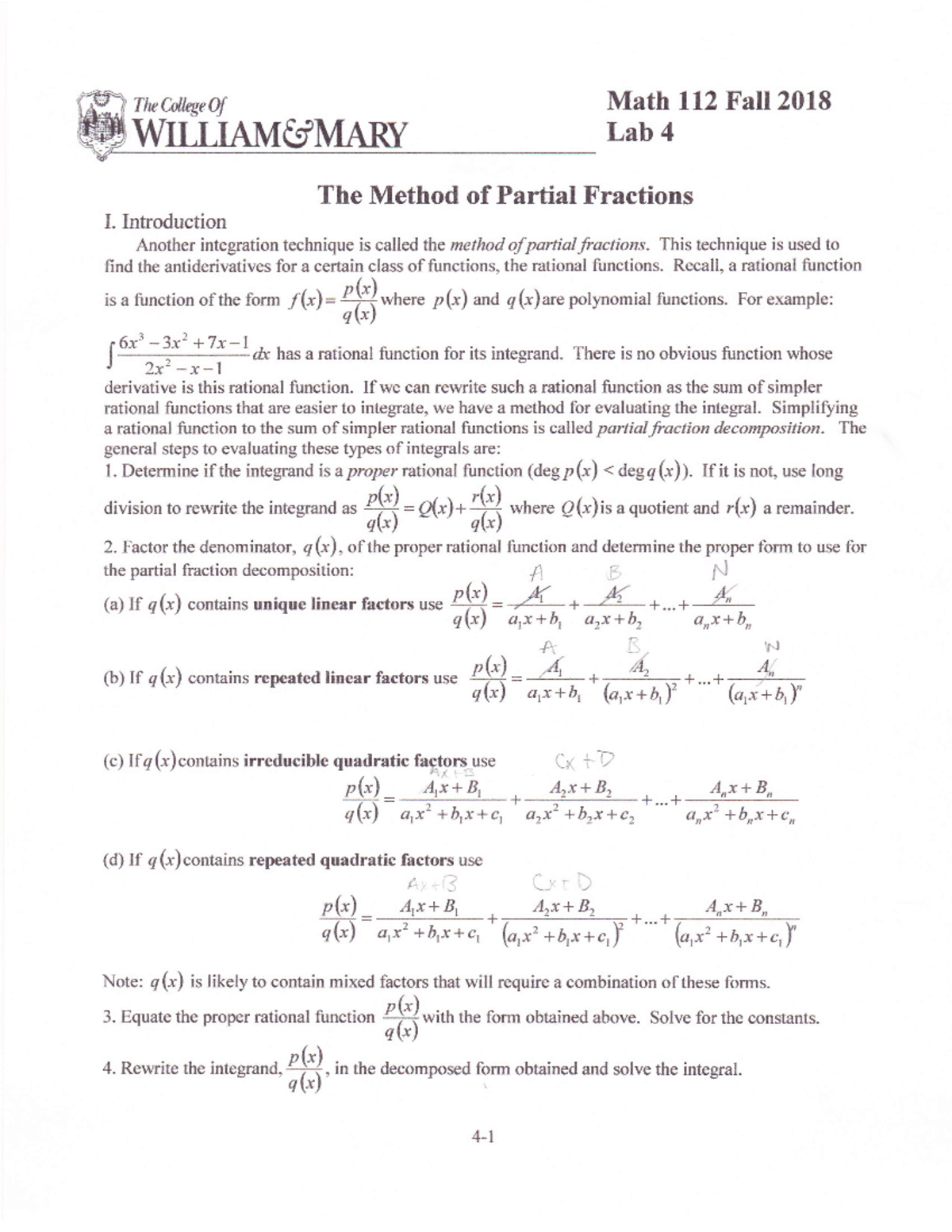 Lab 4 - Calculus II Lab 4 - MATH 112 - Studocu