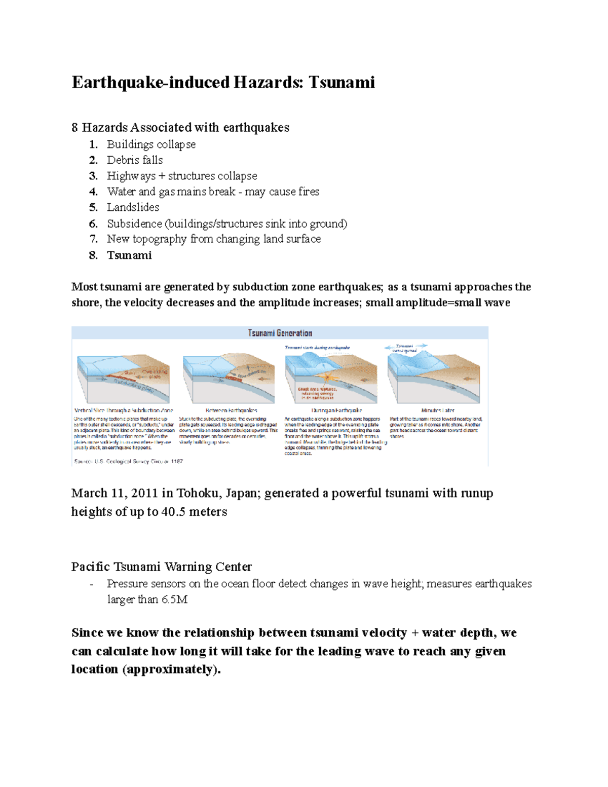 Week 5: Earthquake-induced tsunamis - Earthquake-induced Hazards ...