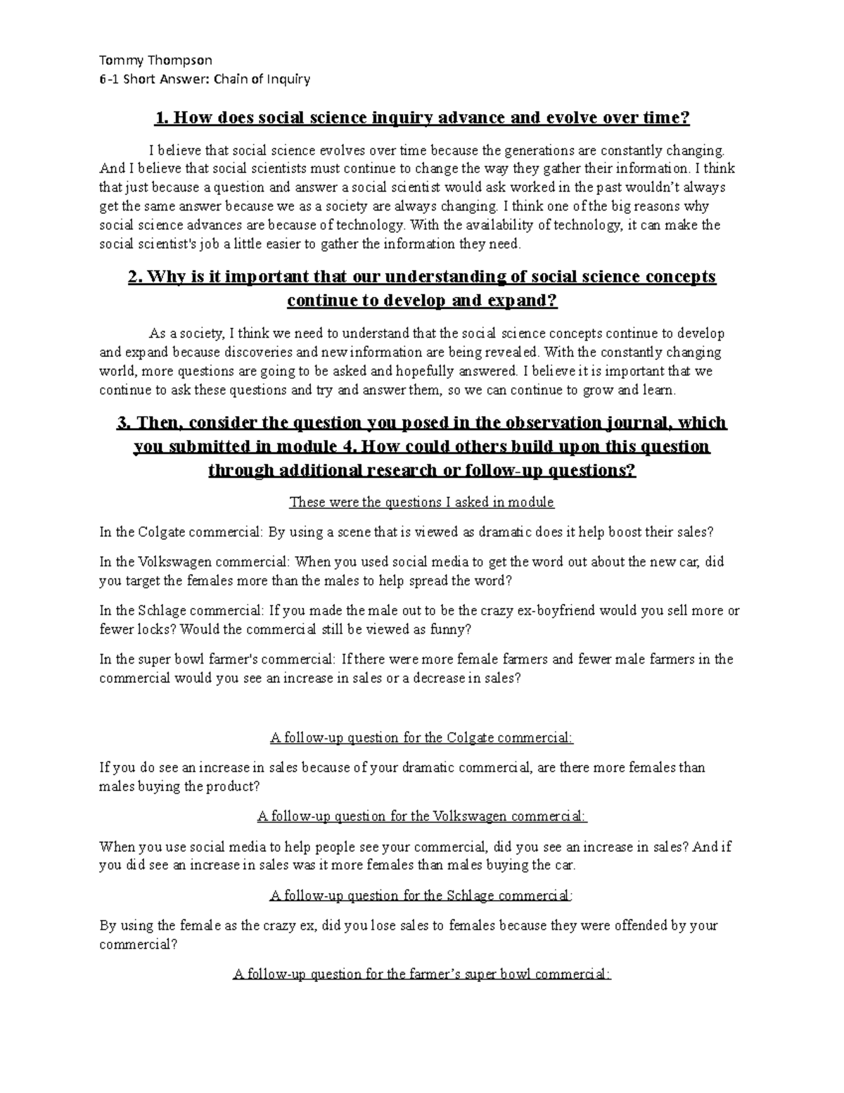 6-1 Short Answer Chain of Inquiry graded - Tommy Thompson 6-1 Short ...