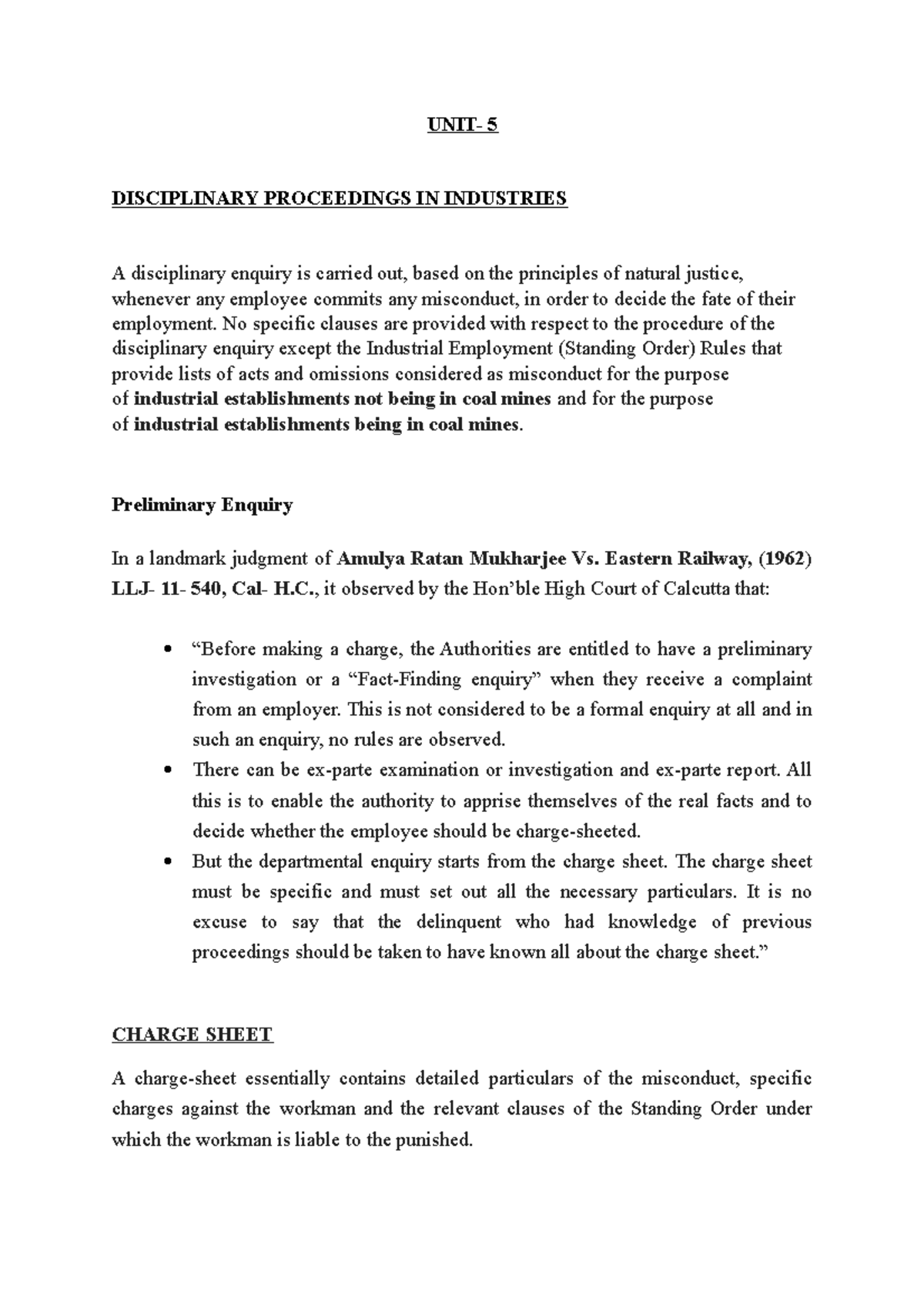 UNIT 5 - Labor - notes of every topic - UNIT- 5 DISCIPLINARY ...