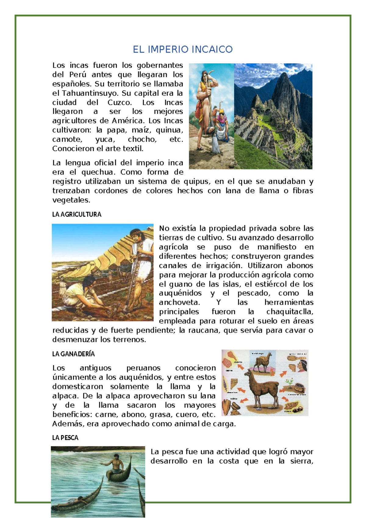 EL Imperio Incaico - EL IMPERIO INCAICO Los incas fueron los ...