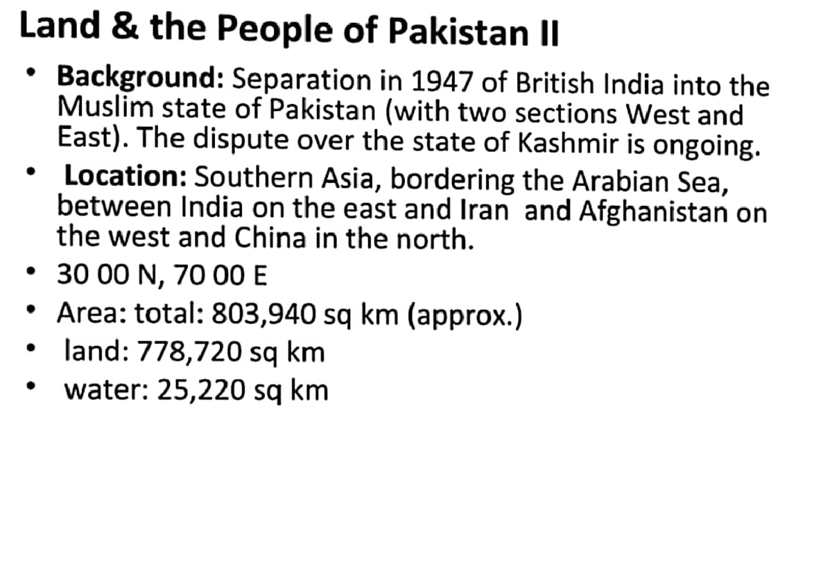 Land and population - Pakistan Studies - Studocu
