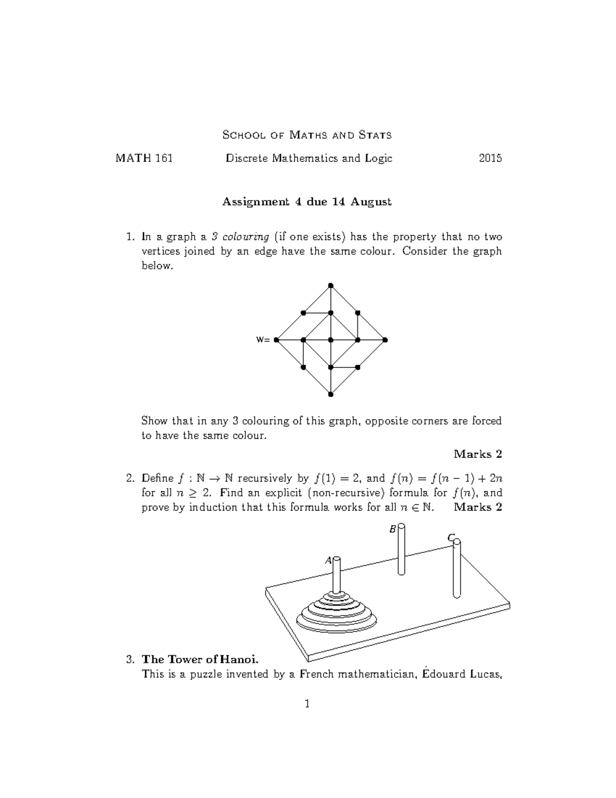 Math161 Assignment 4 Questions - School of Maths and Stats MATH 161 ...