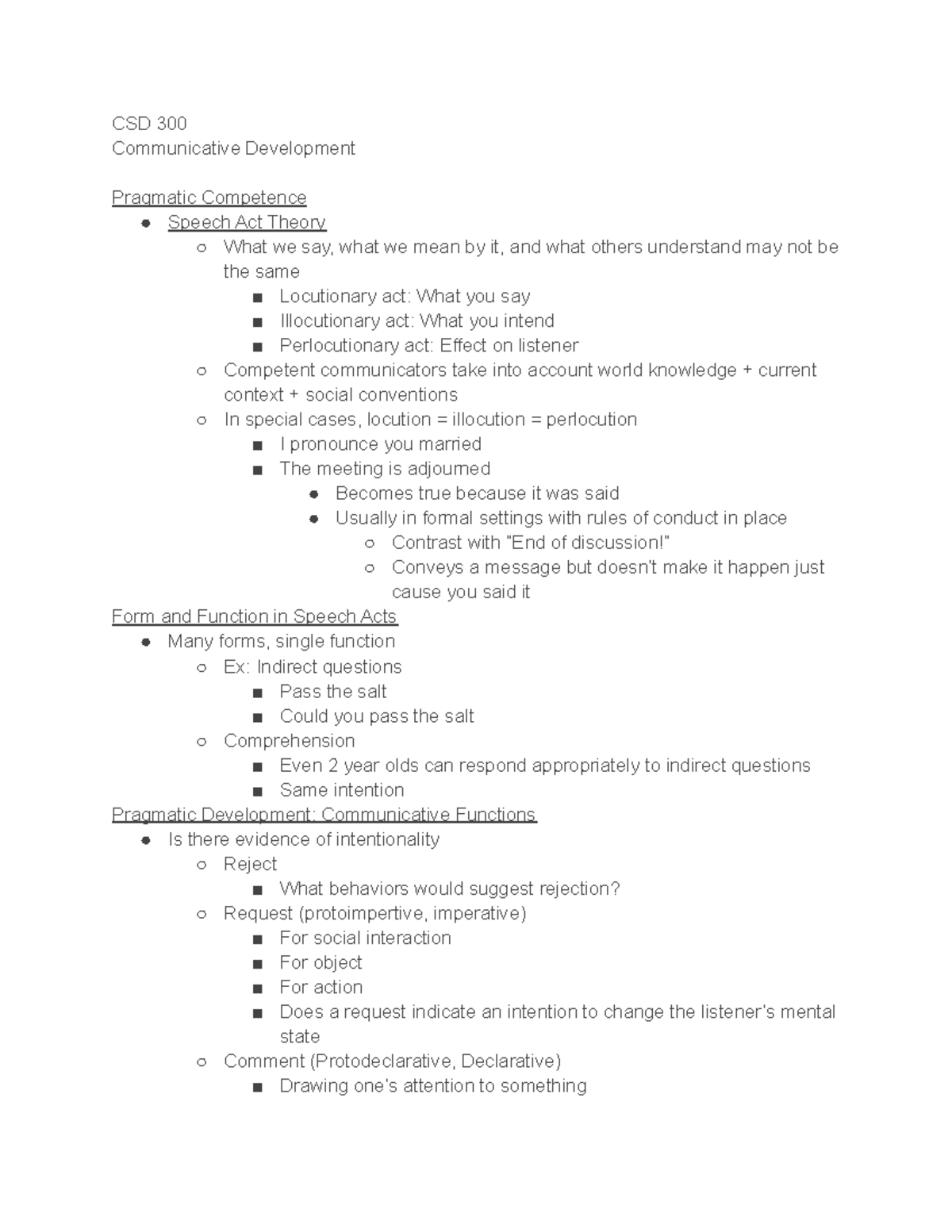 CSD 300 Comm. Dev - Fall 2022 Communicative Development Dr Miller - CSD ...