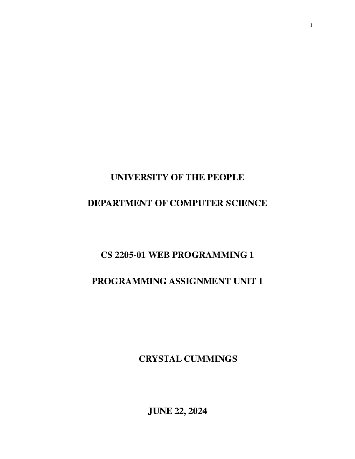 Programming Assign Unit 1 Webprog University Of The People