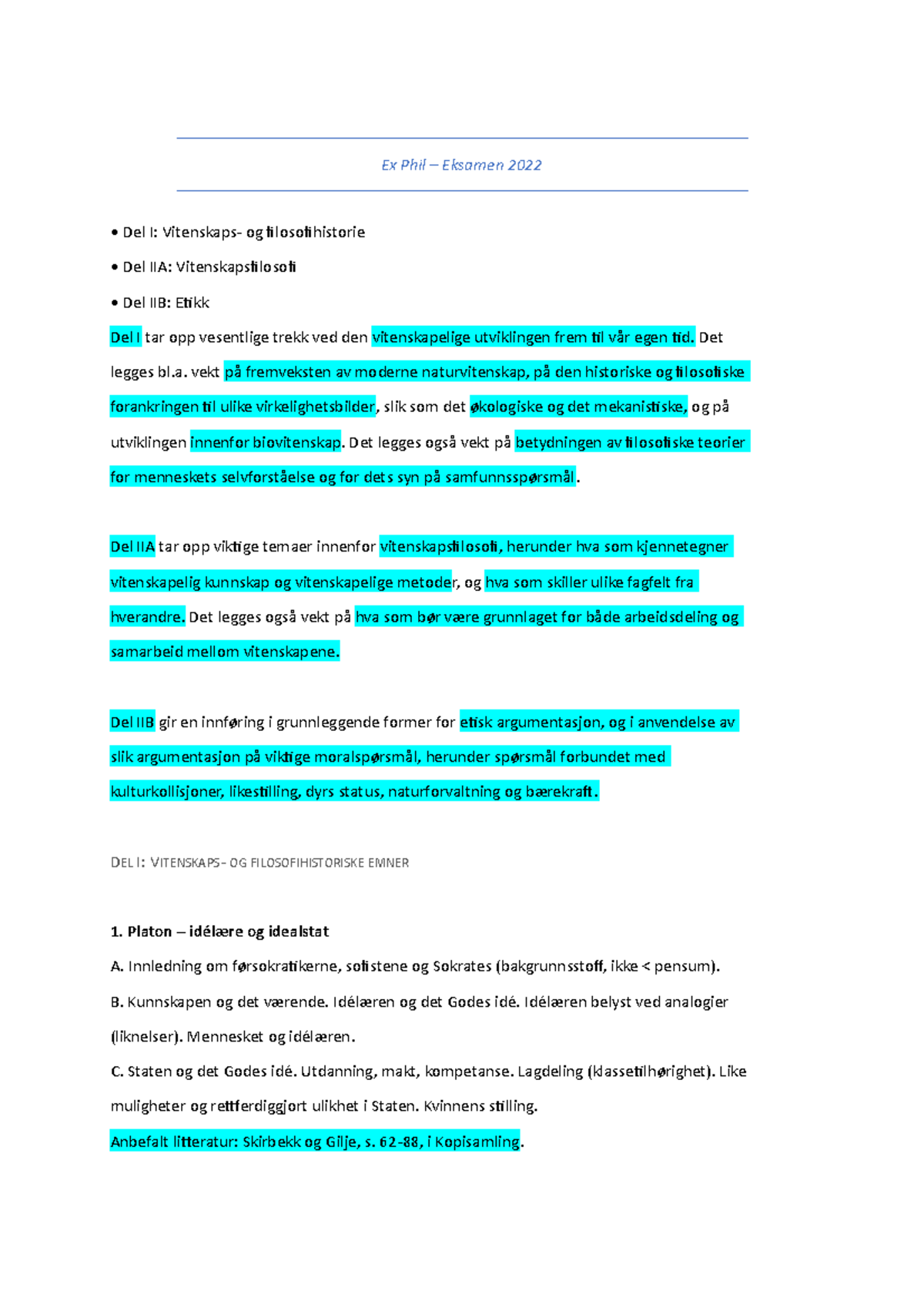 Ex Phil sammendrag - Hele pensumet - Ex.phil. på 1-2-3 - Ex Phil – Eksamen 2022 Del I ...