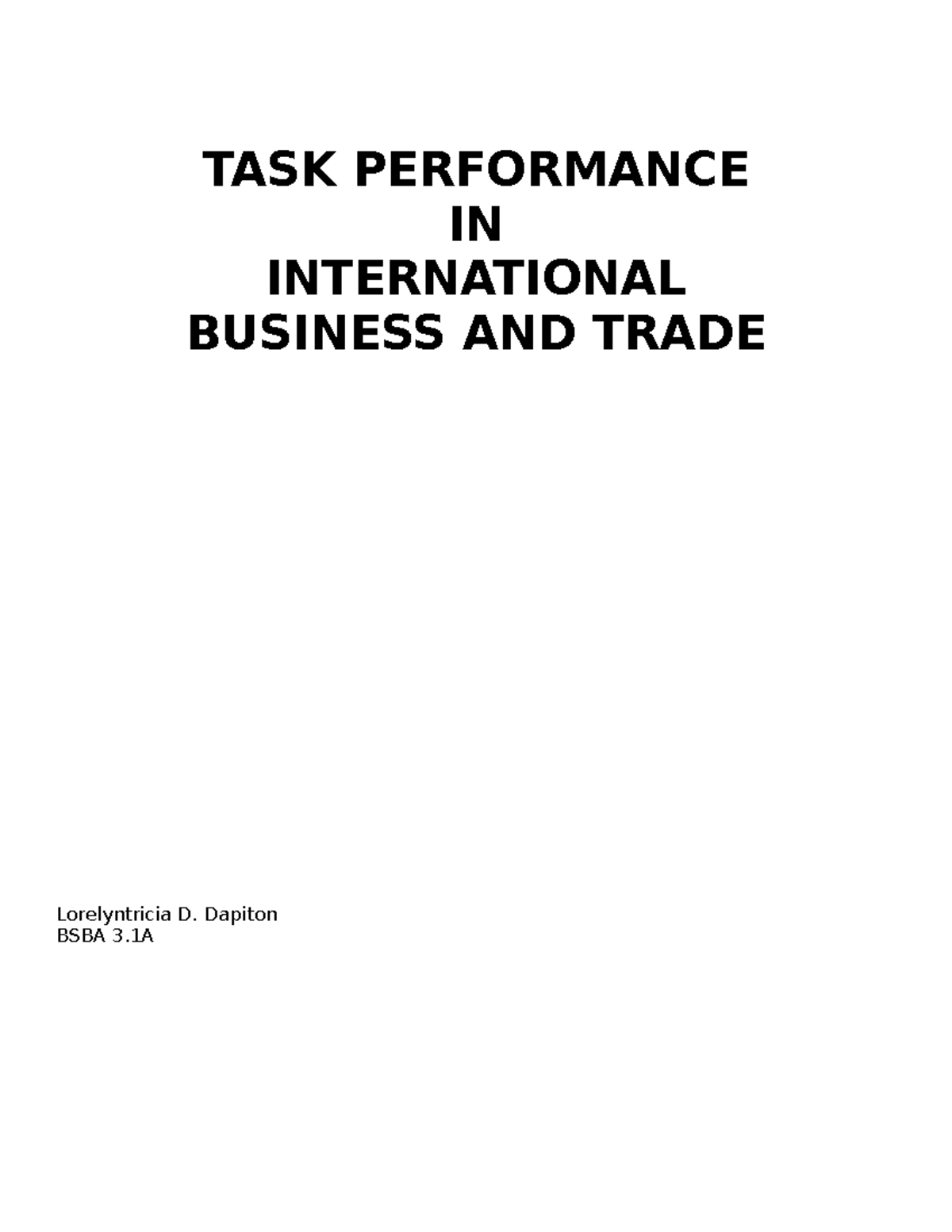 TP-IN-IBT - Lol - TASK PERFORMANCE IN INTERNATIONAL BUSINESS AND TRADE ...