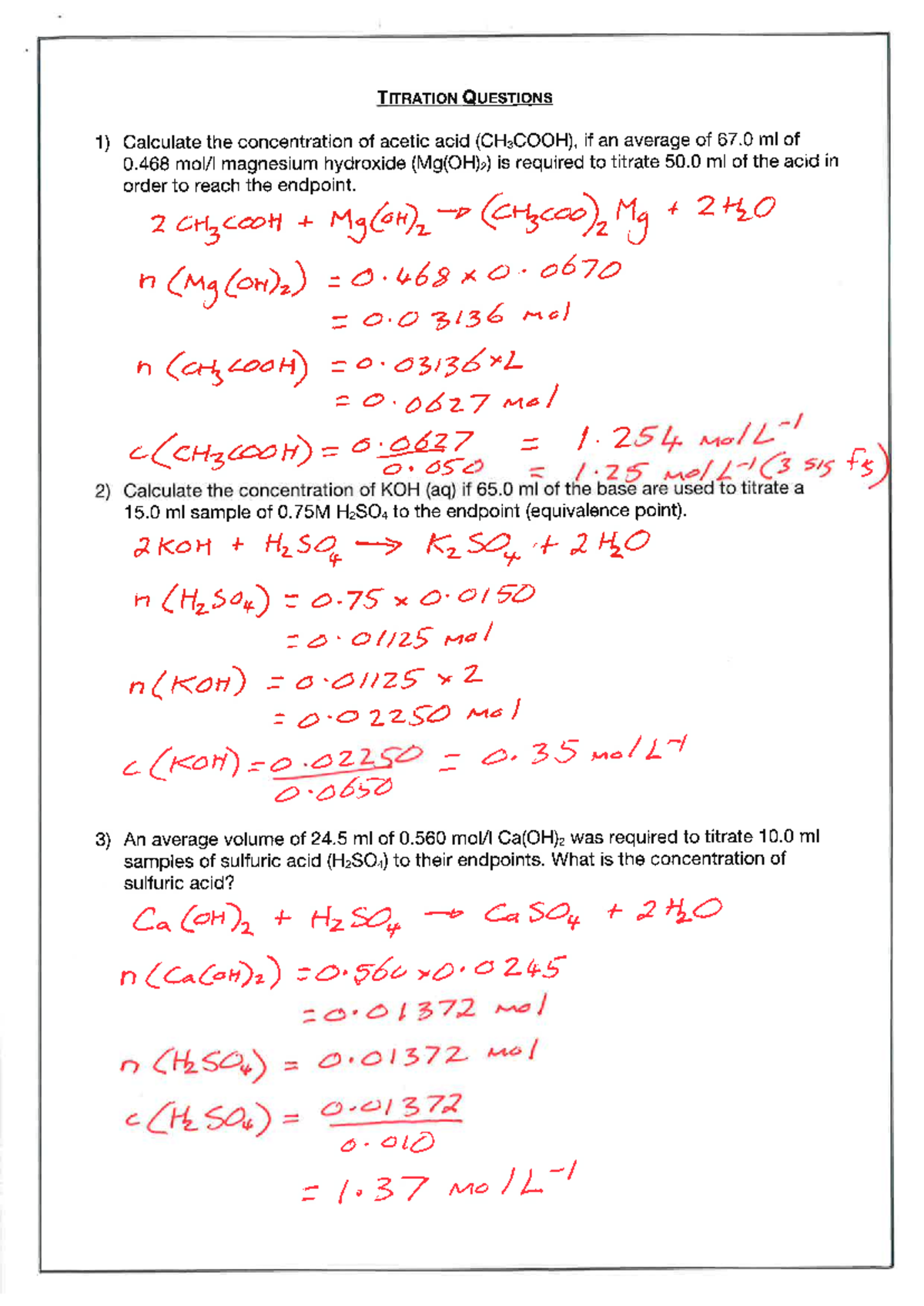 Additional harder titration Questions CRIB - Trnaloru Quesrlons ...