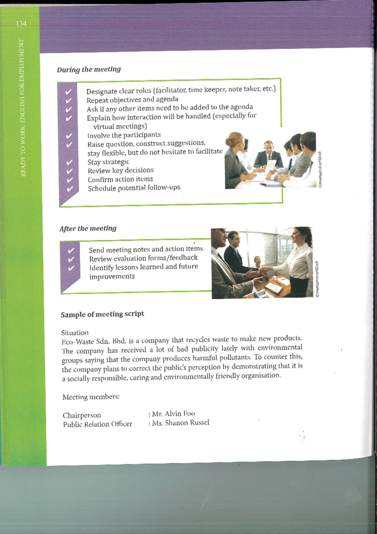 Sample of meeting scripts - English for professional communication ...