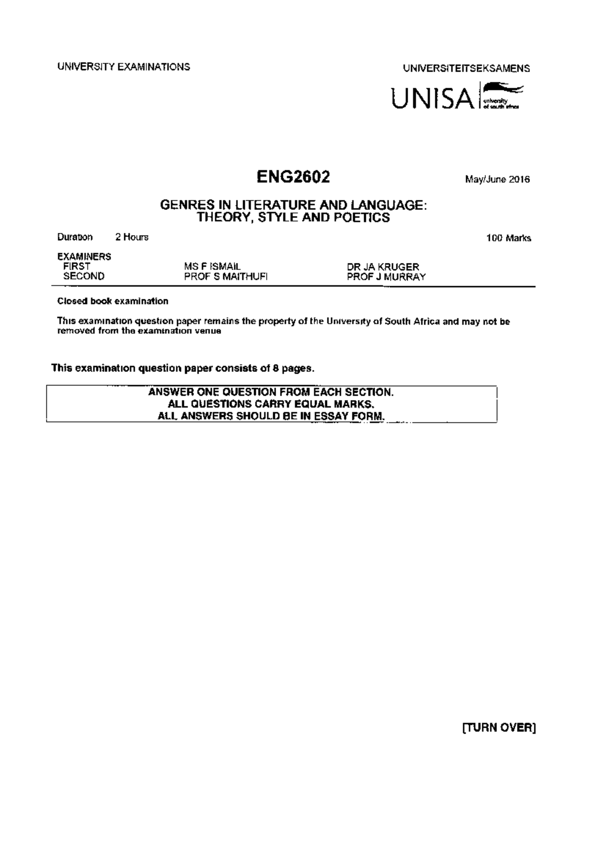 ENG2602 2016 6 E 1 - ENG2602 - Studocu