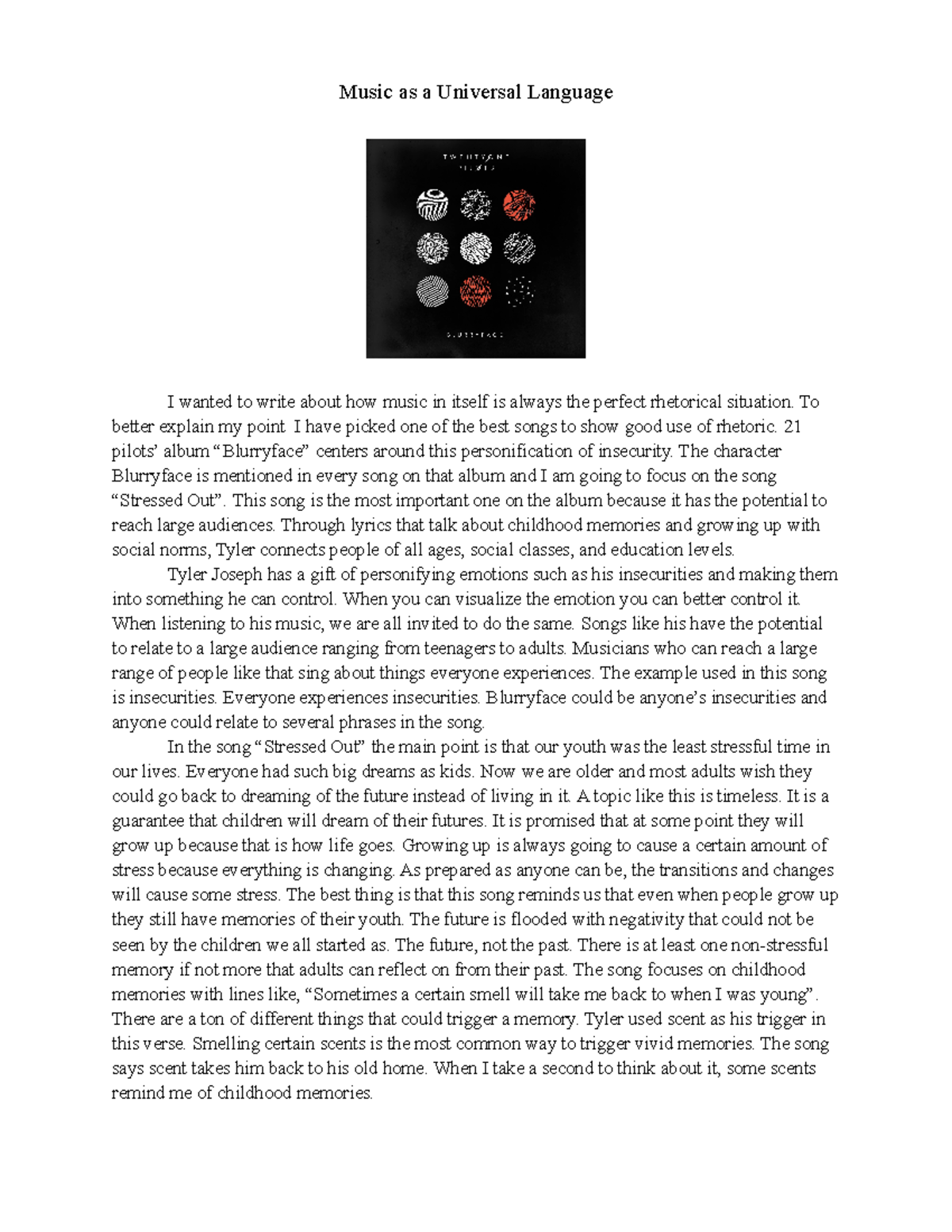 Rhetorical Analysis Final - Rachel - Music as a Universal Language I ...