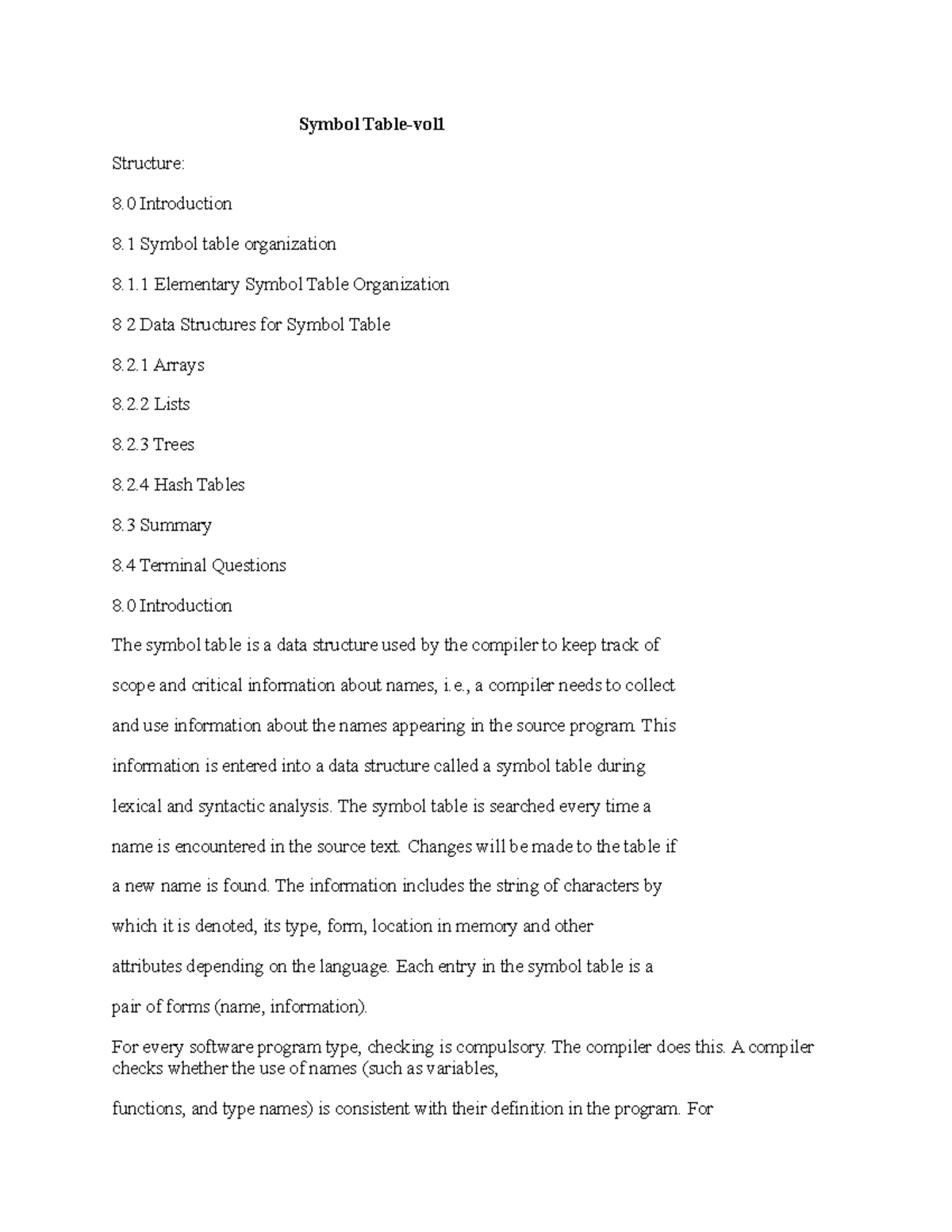 Symbol Table-vol1 - Symbol Table-vol Structure: 8 Introduction 8 Symbol ...