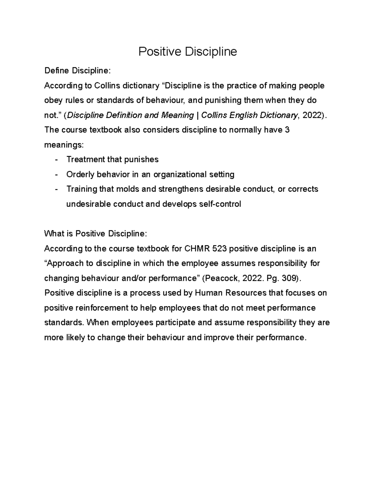 Fact Sheet Assignment - Positive Discipline Define Discipline ...