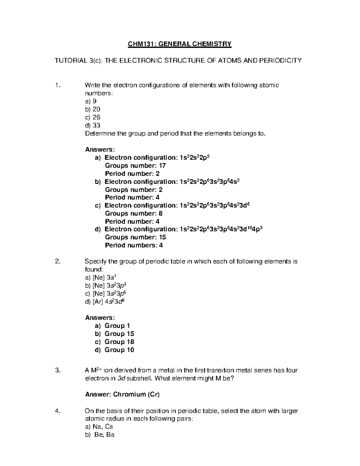 Tutorial chemistry 3C - CHM131: GENERAL CHEMISTRY TUTORIAL 3(c): THE ...