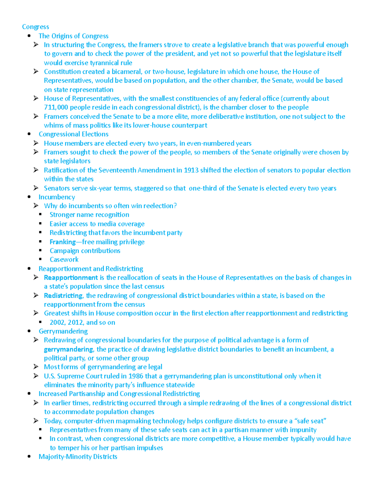 Chapter 12 notes - hello - Congress The Origins of Congress In ...