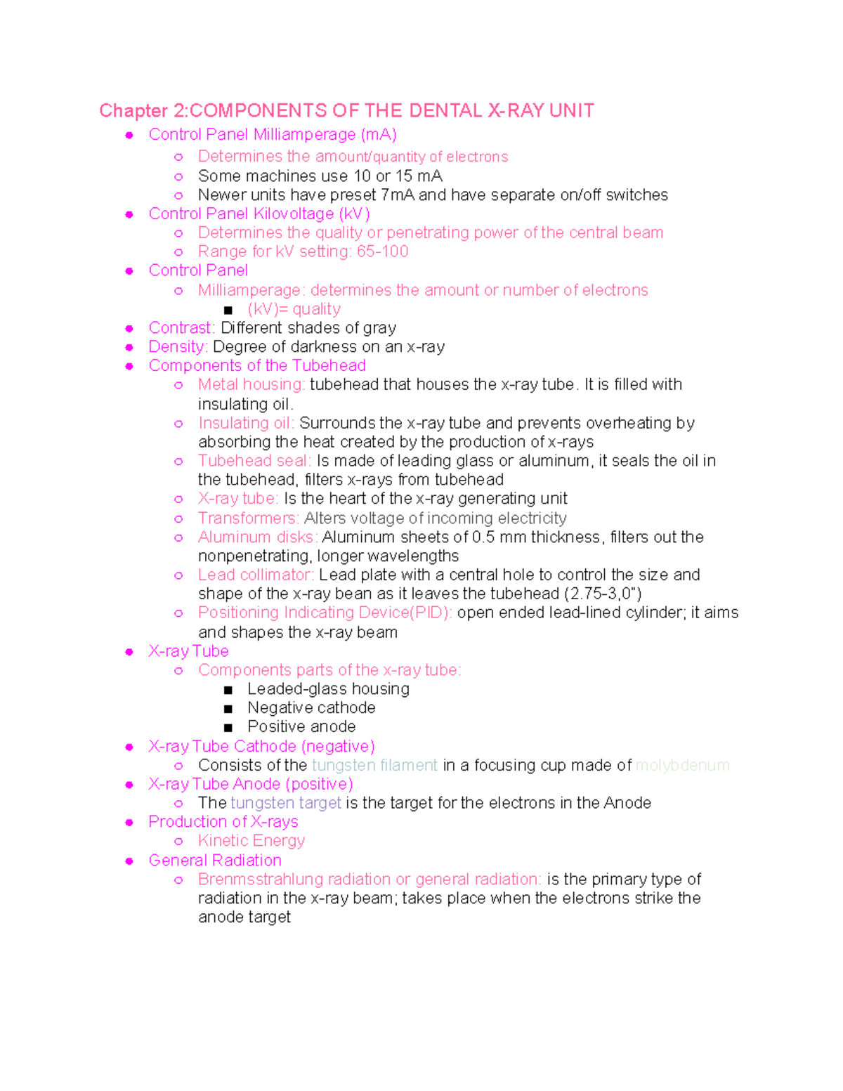 Chapter 2 Components OF THE Dental X-RAY UNIT - Chapter 2:COMPONENTS OF ...