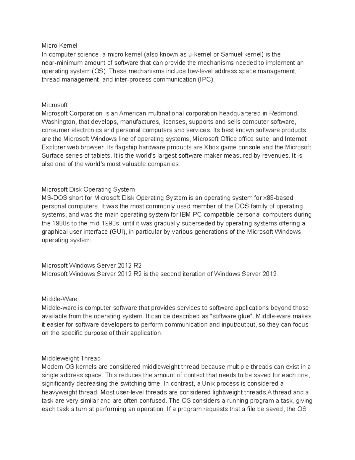 Abc Of Cs Micro Kernel Microsoft Disk Operating System Micro Kernel In Computer Science A