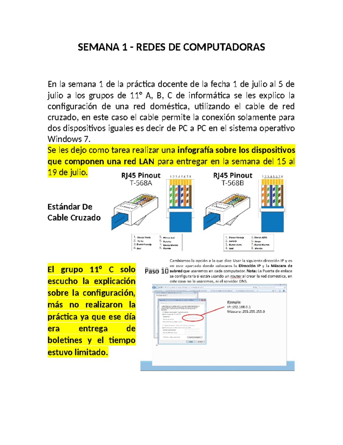 Bitacora POR Semana RED Informatica - En la semana 1 de la práctica ...