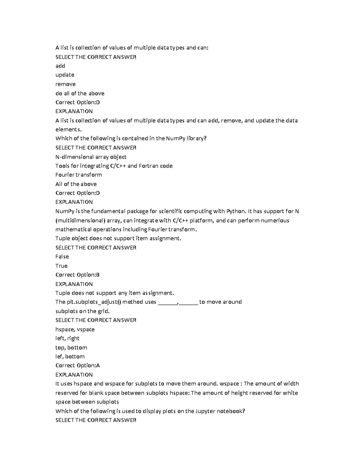 Python Test 2 With Answer A List Is Collection Of Values Of Multiple Data Types And Can 3143