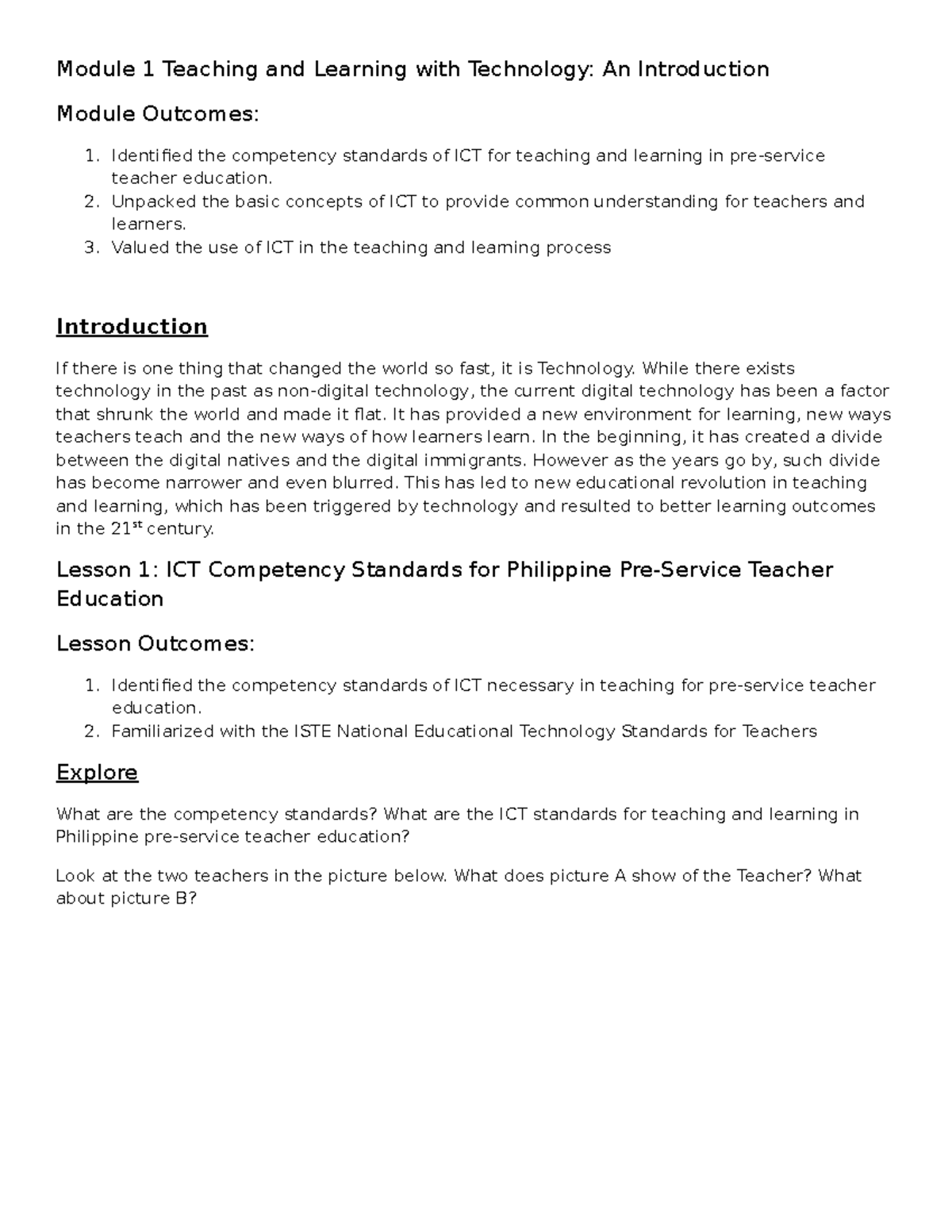 Module 1 Teaching and Learning with Technology 1 - Module 1 Teaching ...