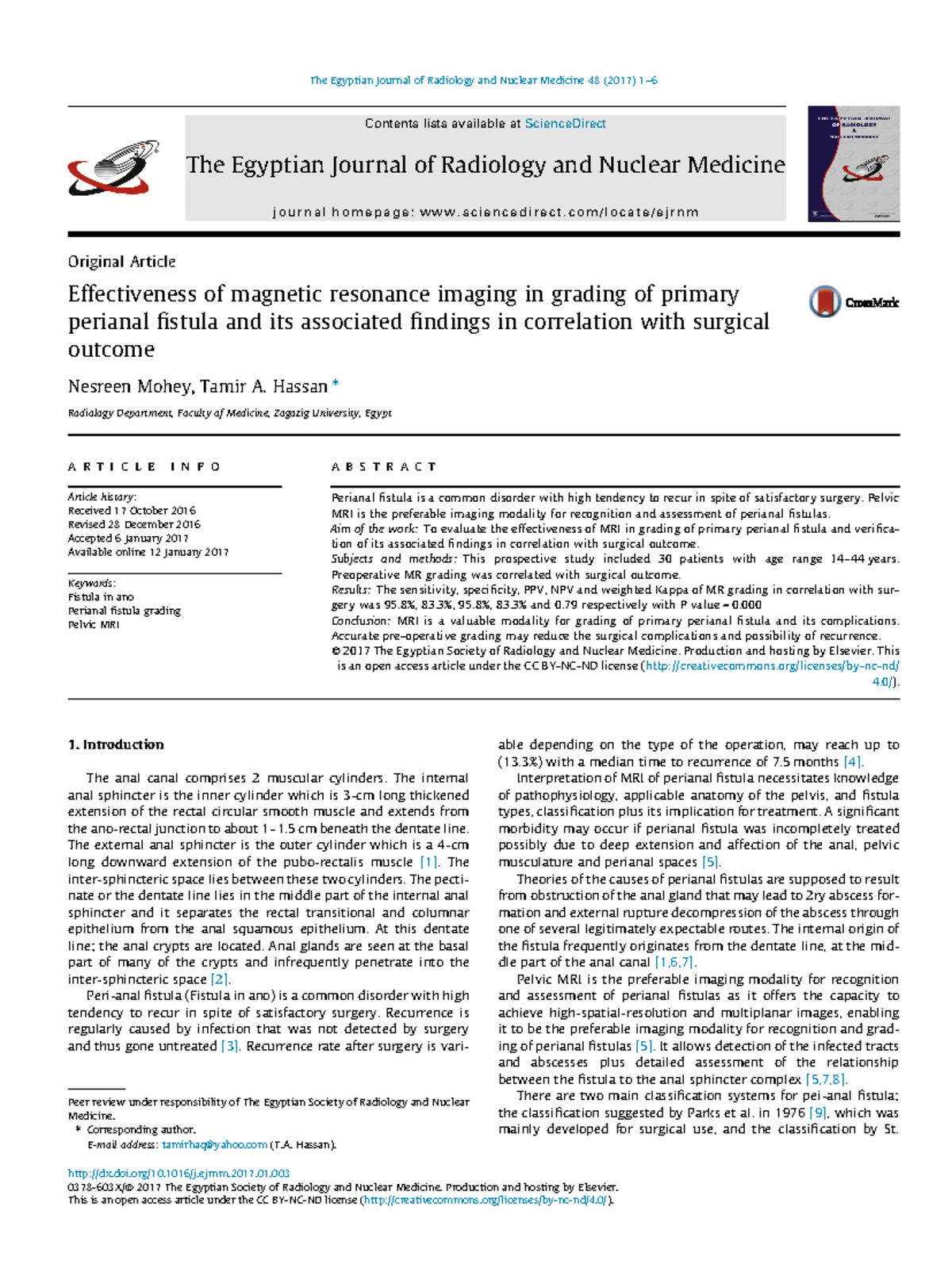 MRI for Grading of Primary Fistula - Original Article Effectiveness of ...