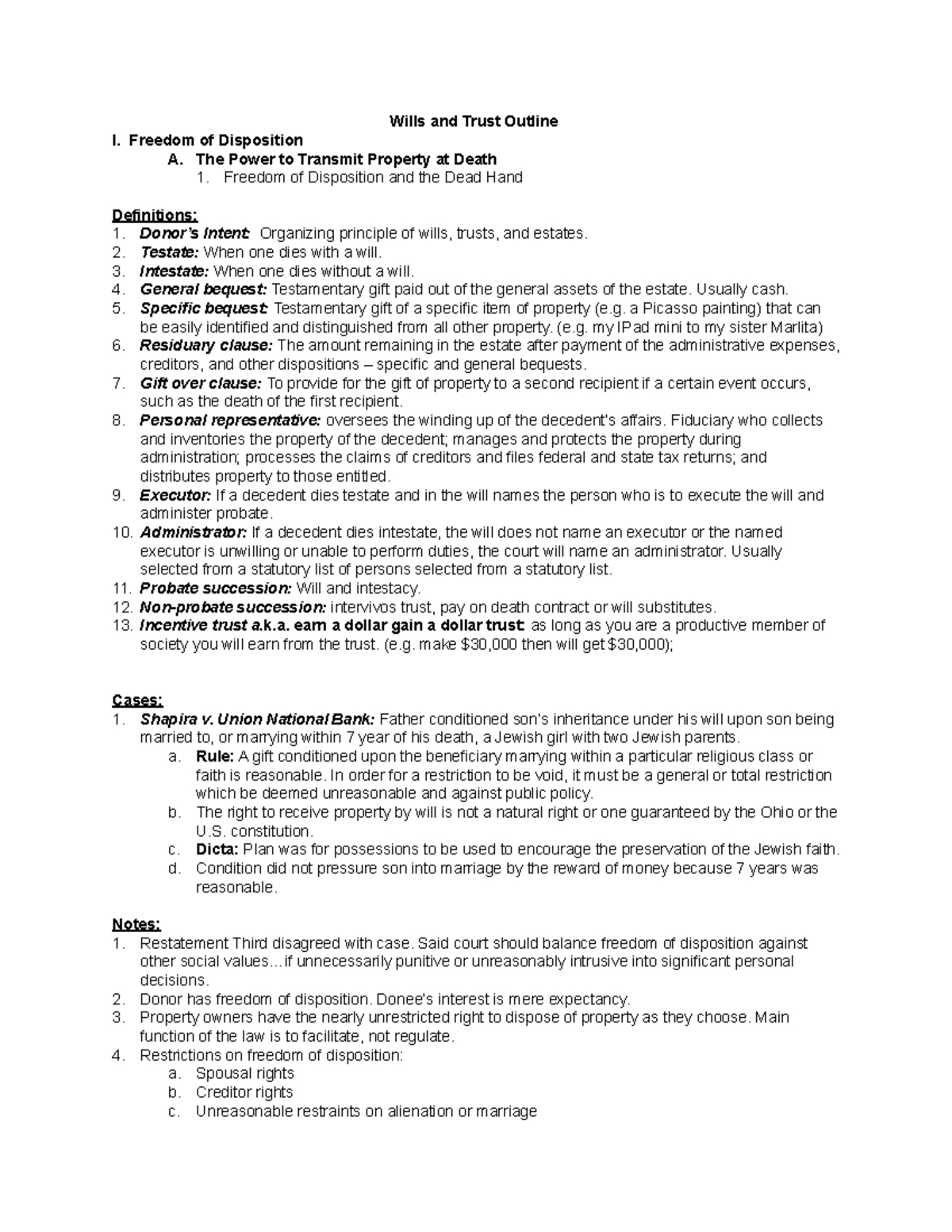 Wills-T - Description of wills for wills trusts and estates. - Wills ...
