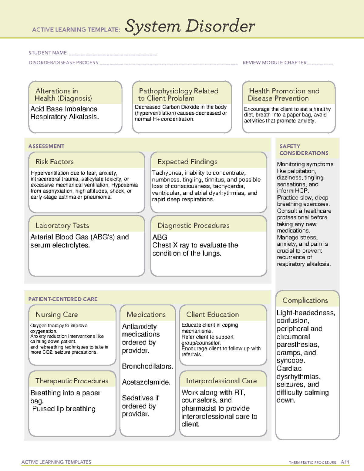 Electrolyte Imbalance respiratory alkalosis ALT - ACTIVE LEARNING ...