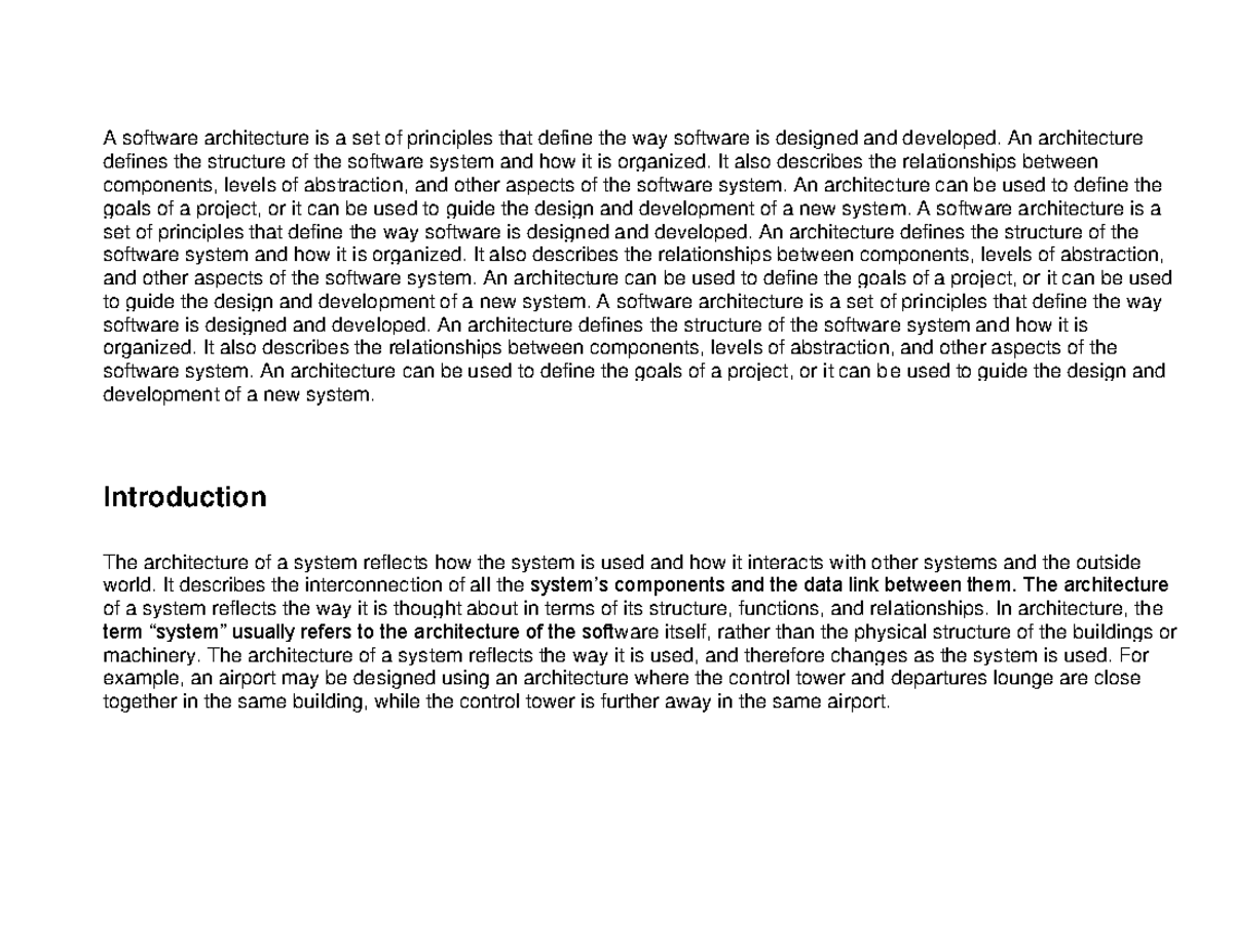 System Architecture Sample - A software architecture is a set of ...