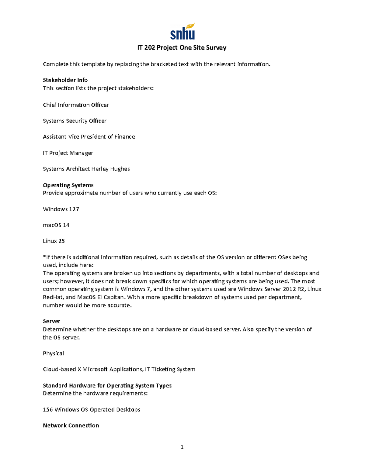 IT 202 Project One Site Survey 1 - IT 202 Project One Site Survey ...