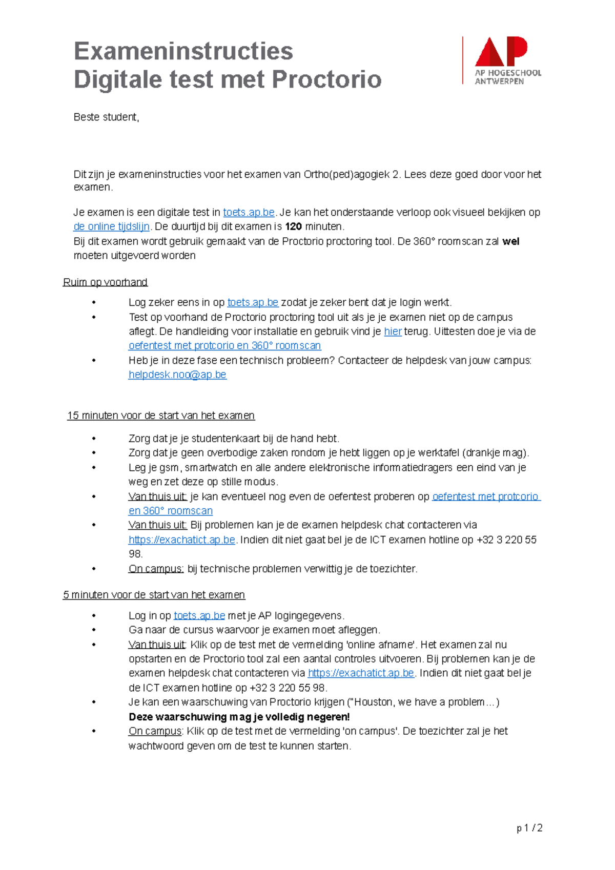 Instructies digitale test met Proctorio 360 roomscan ...