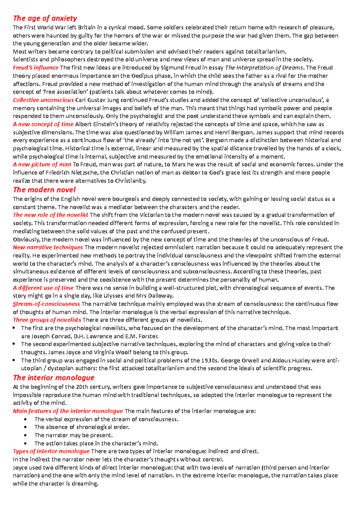 The age of anxiety. Modern novel, Interior monologue, James Joyce ...