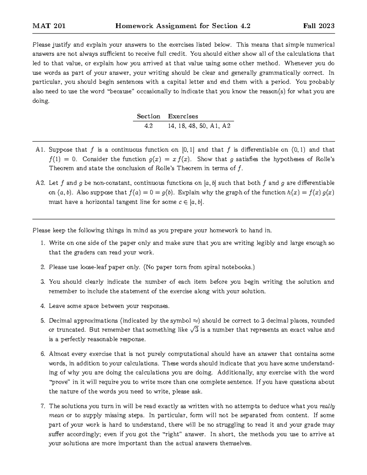 4(2) HW - Understanding and using Rolle's Theorem and Mean Value ...