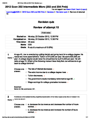 ECON 201 Tutorial 2 2023 - ECON 201 TUTORIAL TWO 2023 PART A MCQ QUESTIONS f we have an ...