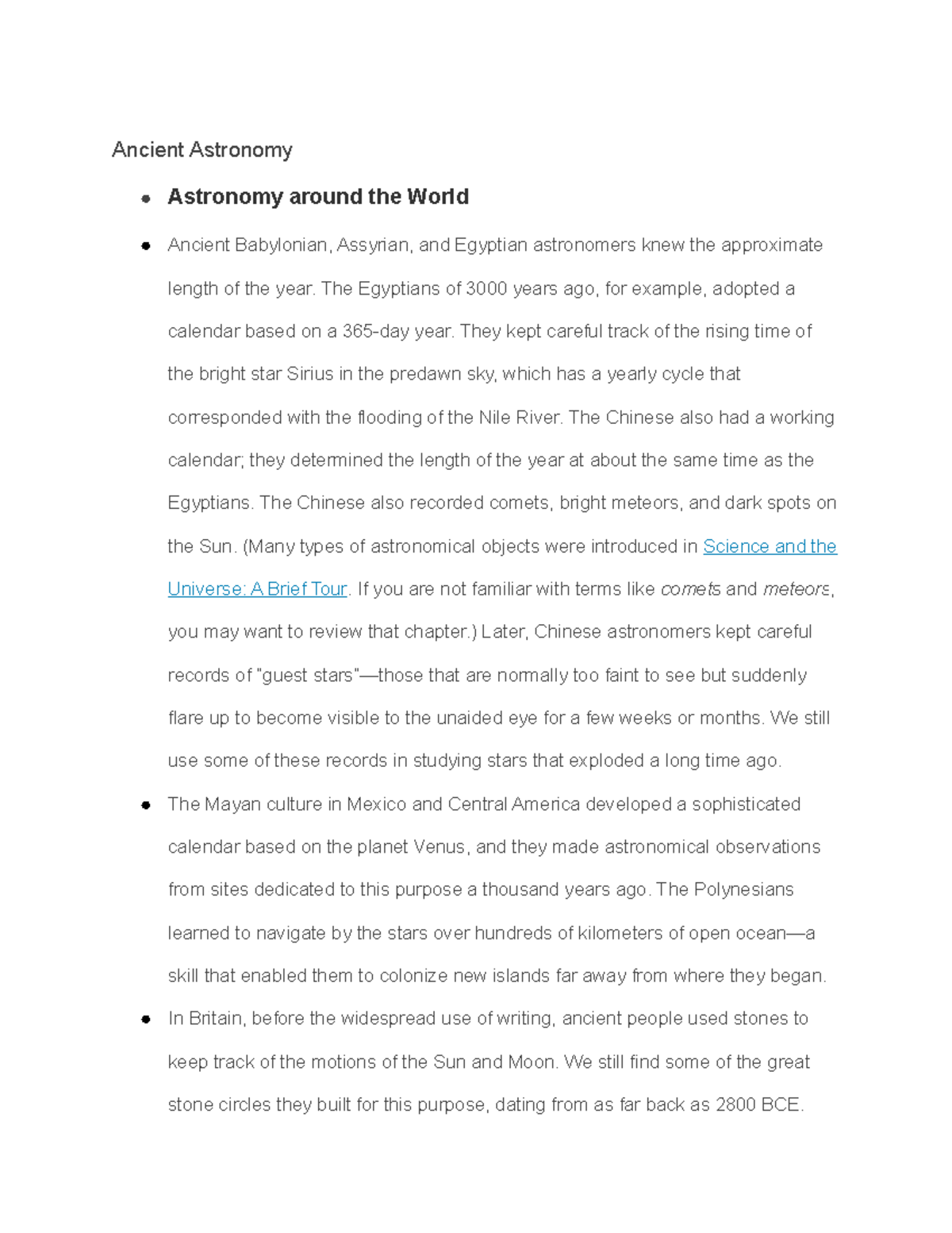 Astro- Ancient Astronomy - Ancient Astronomy Astronomy around the World ...